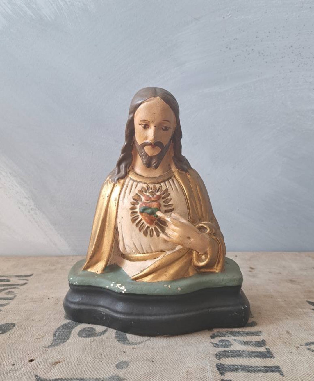 Antique Jesus Christ Bust Figure Statue France Shabby Vintage - Etsy