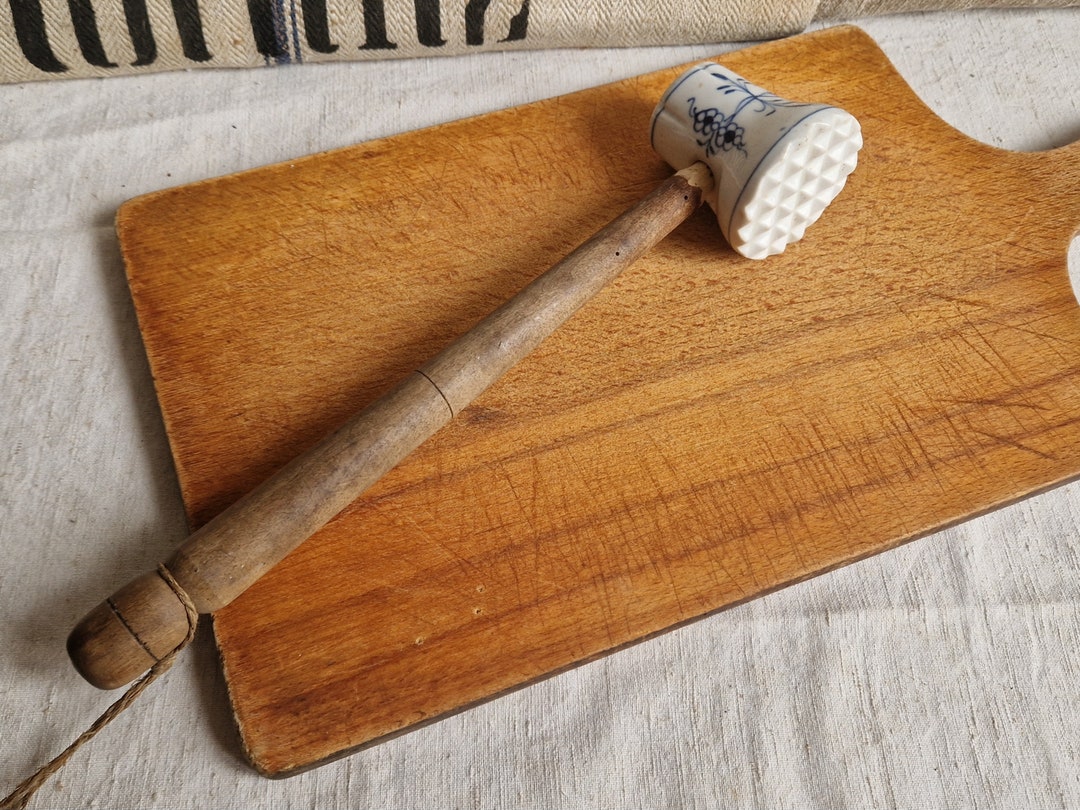 Antique Meat Tenderizer Hammer Made of Porcelain Onion Pattern Shabby ...