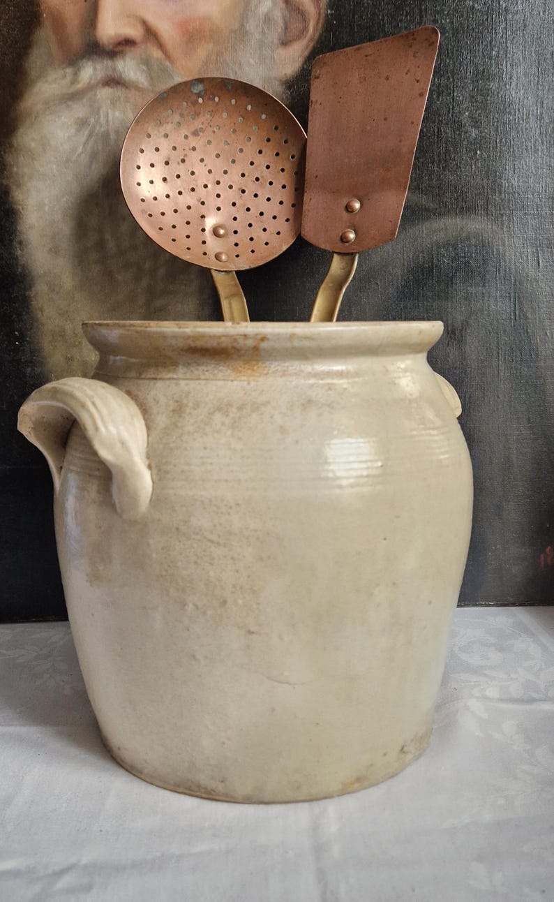 Antique Confit Fat Pot Container Earthenware Shabby Vintage From France ...