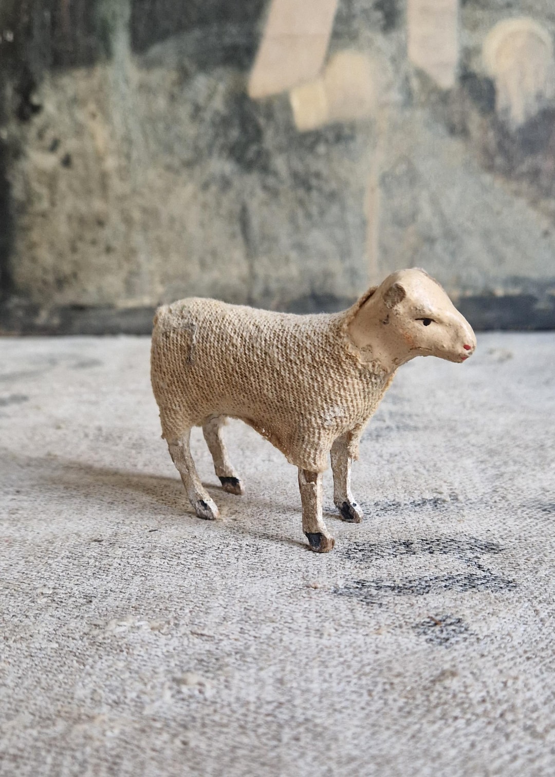 Antique Sheep Wool Sheep Nativity Figure Shabby Vintage From France ...