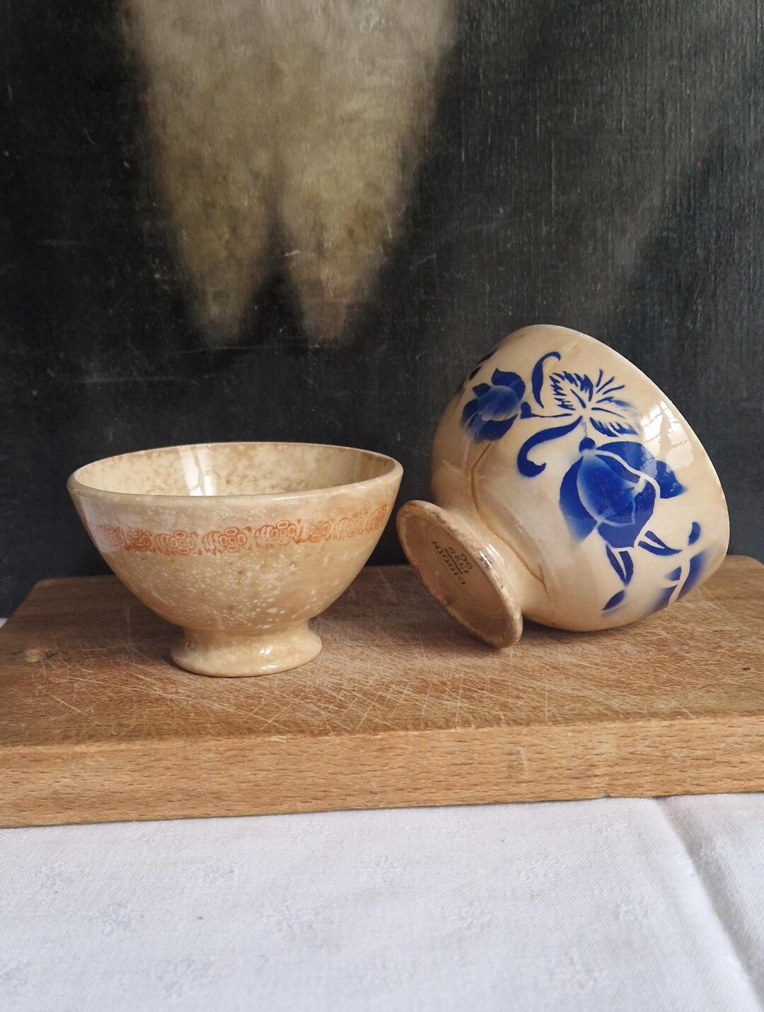 2 Antique Bol Bowl Age Patina Digoin Sarreguemines Shabby Set Vintage ...