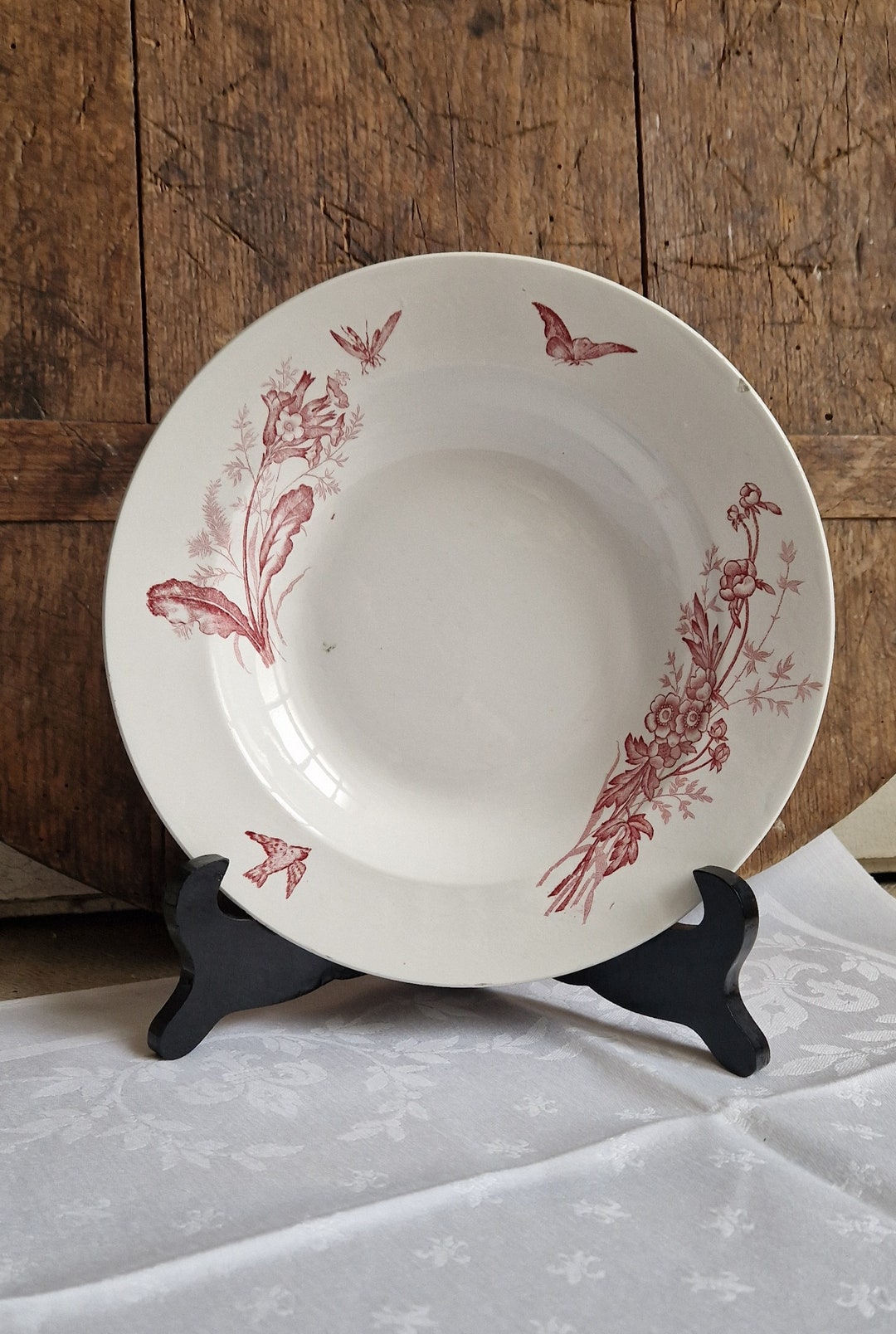 Antique Soup Plate Plate Nimy Shabby Vintage With Butterflies and Birds ...