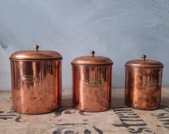 Antique Copper Canisters - Etsy UK