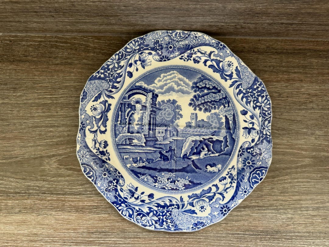 Stunning Copeland Spode Italian England Sandwich Plate 4 Square Blue ...