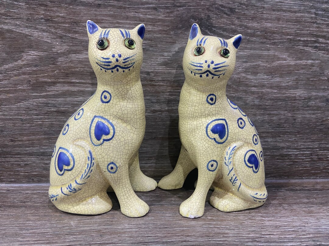 Rare Pair of Galle Seated Cats - Etsy