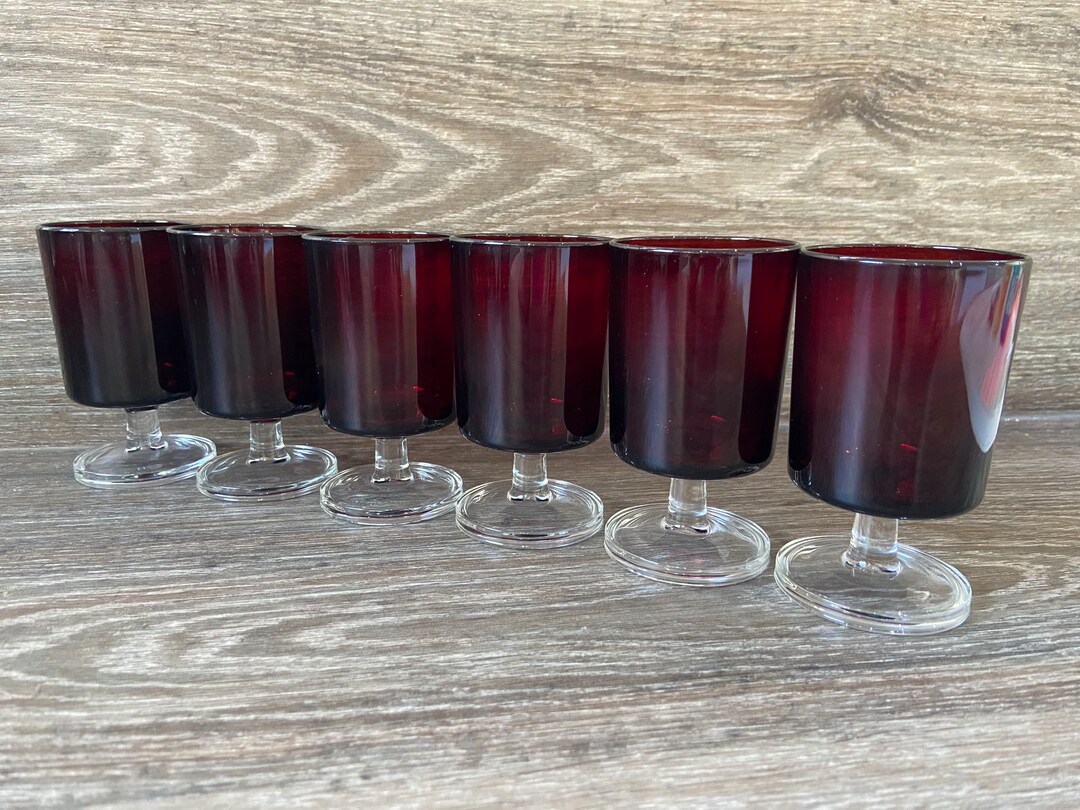 Vintage Set 6 Ruby Red Luminarc France Glasses - Etsy
