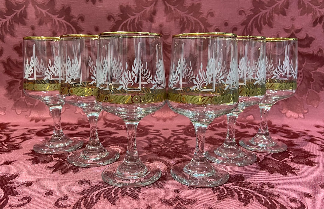 6 X Sherry Glasses by Dema Vintage Gold Edge - Etsy UK