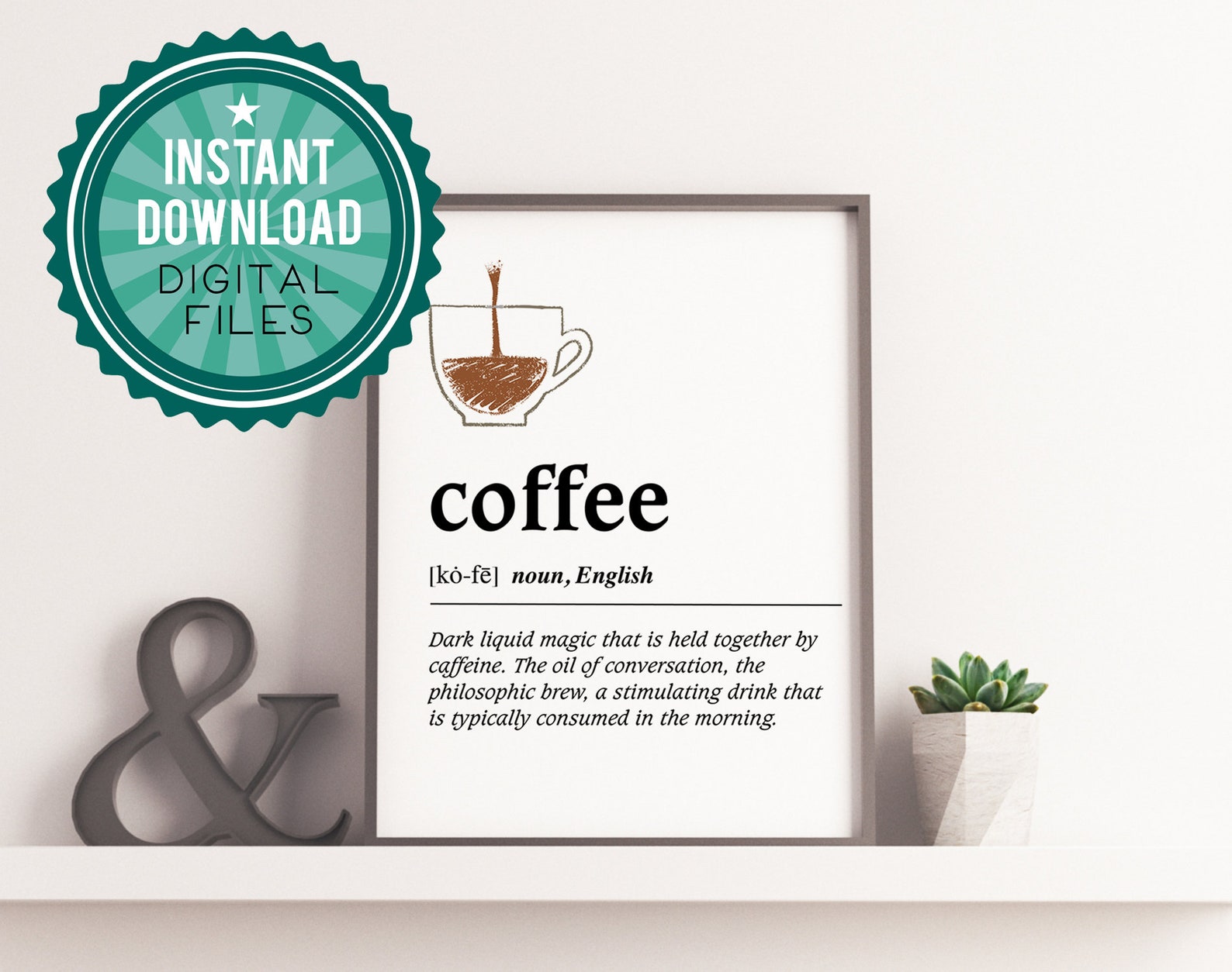 Coffee Definition Art, Printable Quote, INSTANT DOWNLOAD, Printable ...