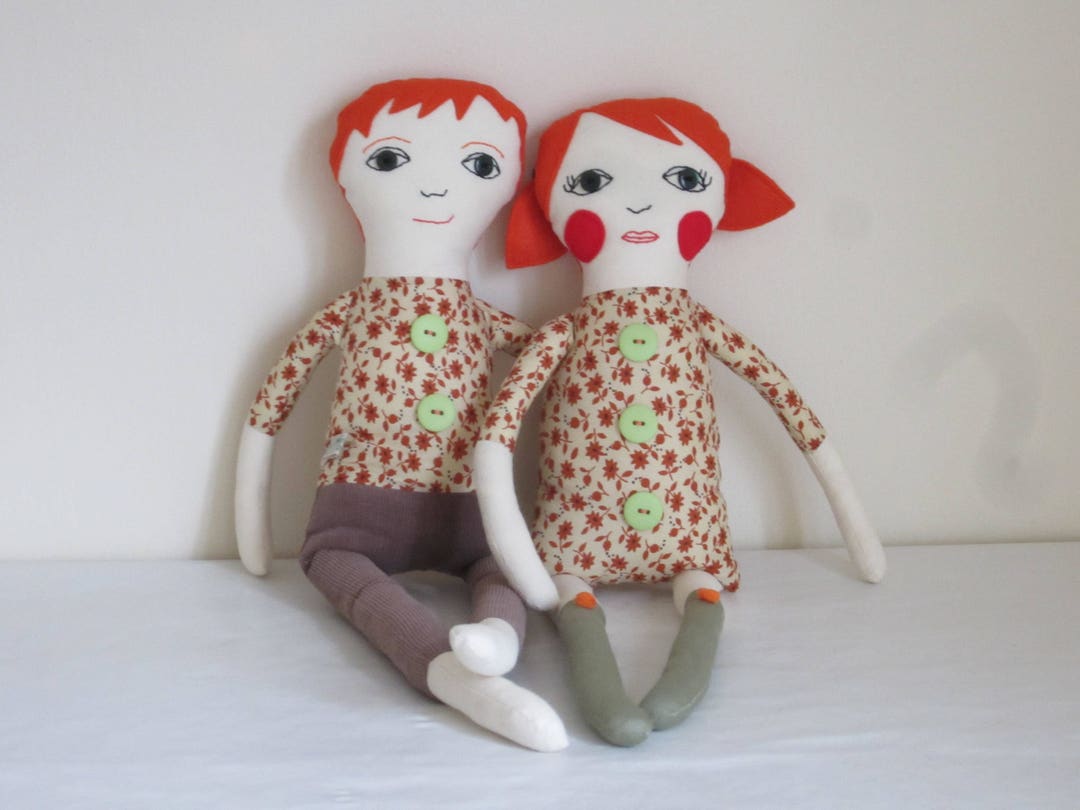 Traditional Boy and Girl Rag Dolls Made of Cotton Fabric With ...