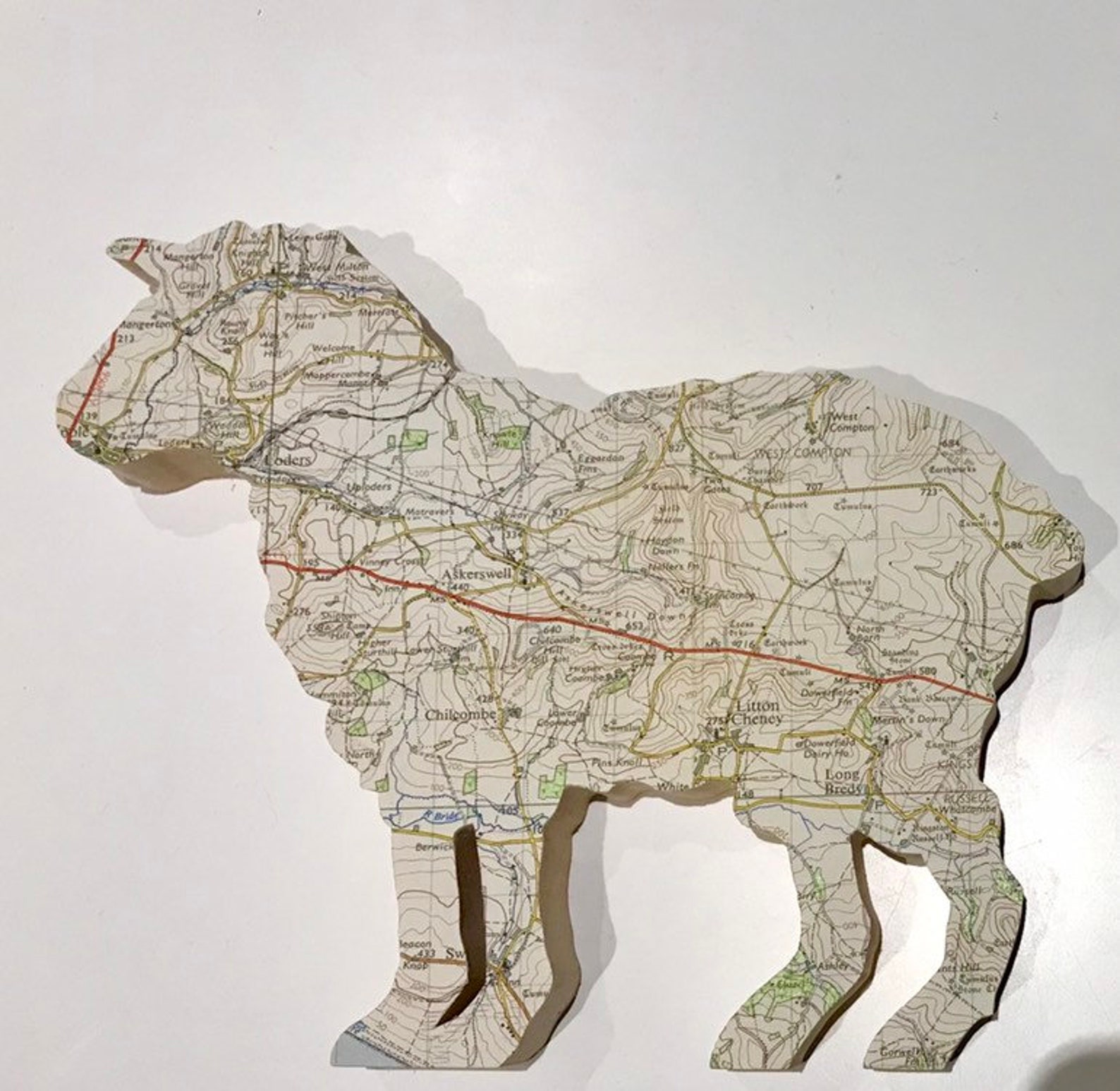 Map Sheep Wooden Sheep Map Covered Wooden Sheep Handmade - Etsy UK