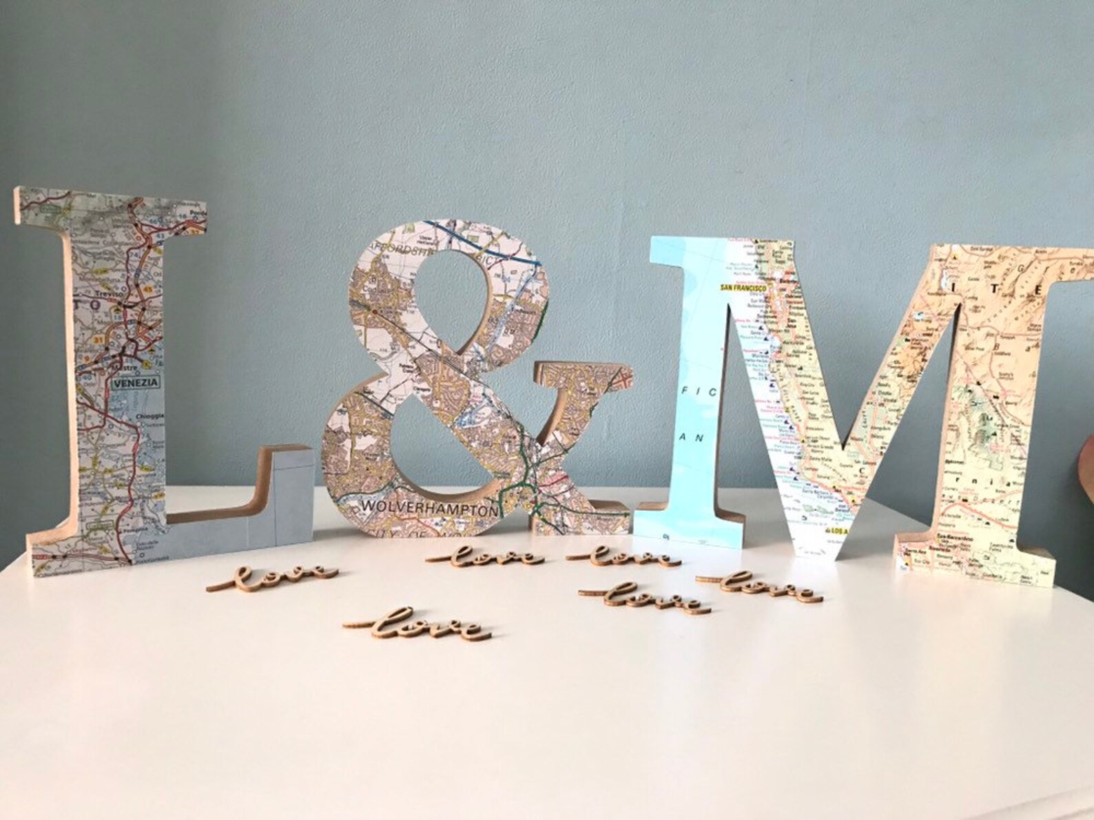 Word Art. Map Faced Wooden Letters Map Letters Maps of Your - Etsy UK