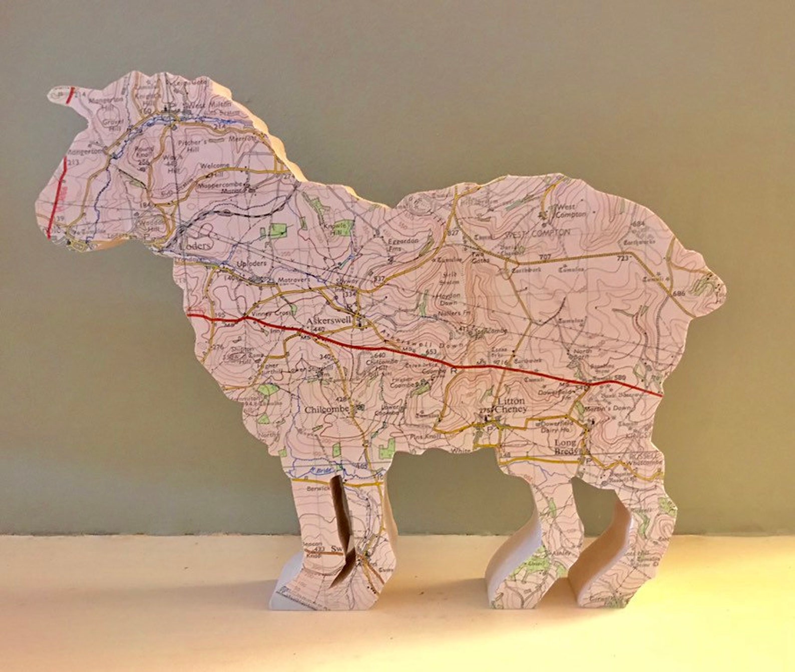 Map Sheep Wooden Sheep Map Covered Wooden Sheep Handmade - Etsy