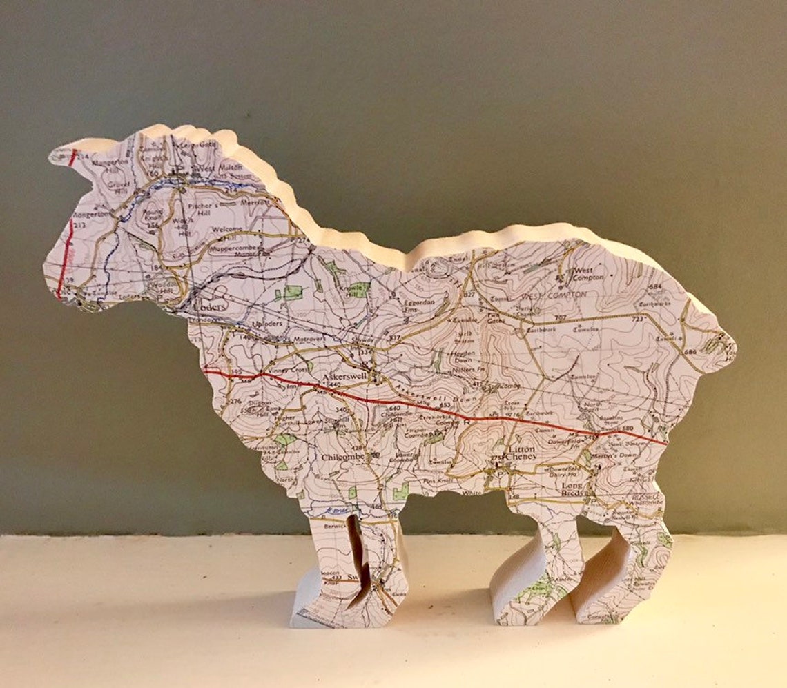 Map sheep wooden sheep map covered wooden sheep handmade | Etsy