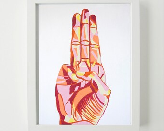 Point Hand Sign- Art Print, Wall Art, Hand Sign Art, Hand Portrait ...