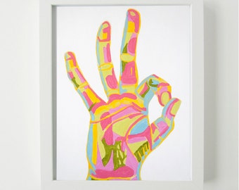 Point Hand Sign- Art Print, Wall Art, Hand Sign Art, Hand Portrait ...