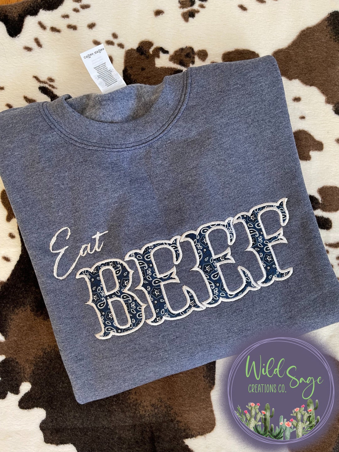 Eat Beef Embroidered Crewneck | Eat Beef | Crewneck | Embroidery ...