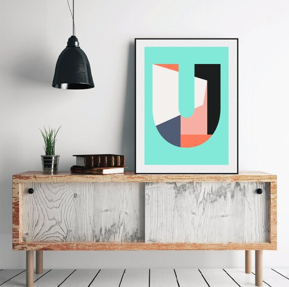 Large Alphabet Letter U Printable Wall Decor Poster | Etsy
