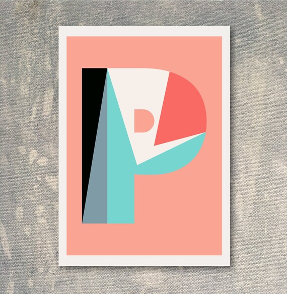 Alphabet Letters Printable Art Letter P Illustration A2 Art | Etsy