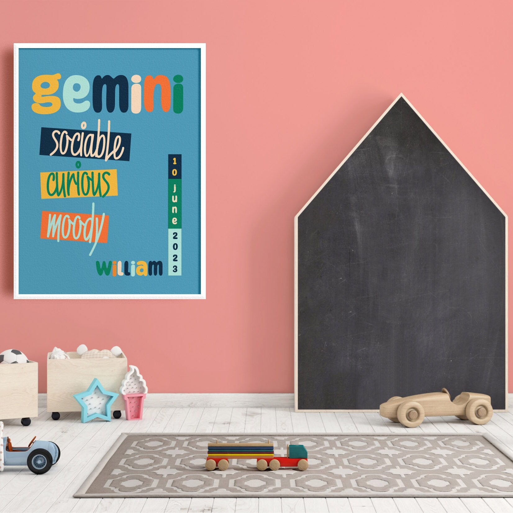 Custom Gemini Zodiac Printable Personalized Kids Horoscope Art Print ...