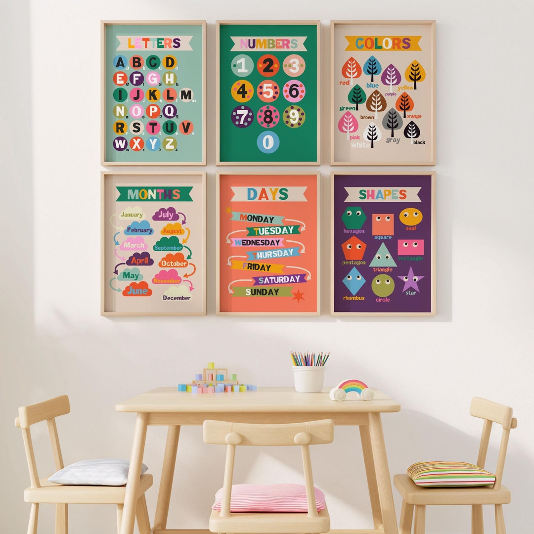 Kids Learning Posters: Numbers, Letters, Shapes (digital Download) - Etsy