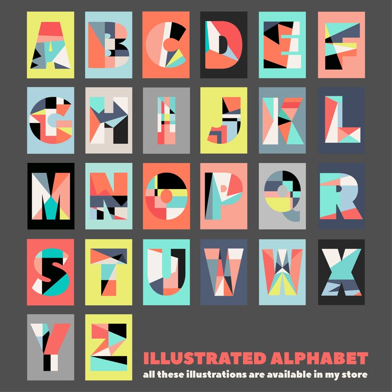 Letter C Printable A2 Print Initial Illustration Large Wall - Etsy