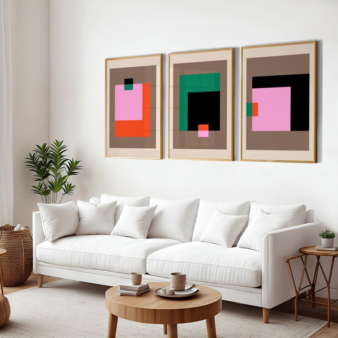 Set of 3 Minimalist Color Block Art Prints | Bold Geometric Printable ...