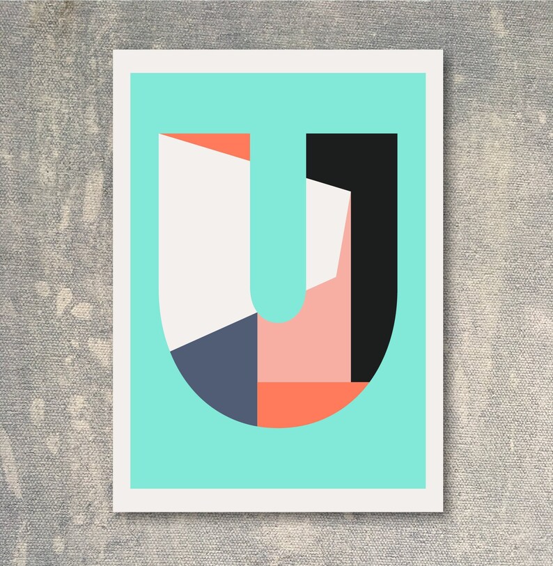 Large Alphabet Letter U Printable Wall Decor Poster | Etsy