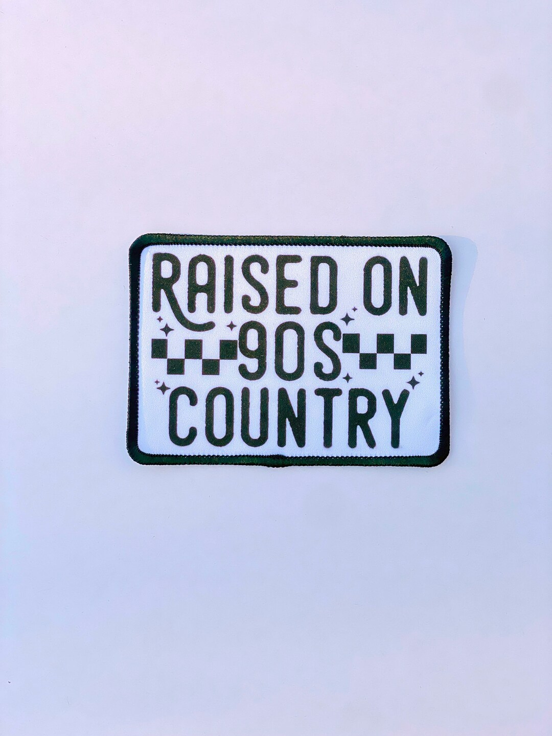 Raised on 90's Country Iron on Patch. Checkered Iron on Patch, Iron on ...
