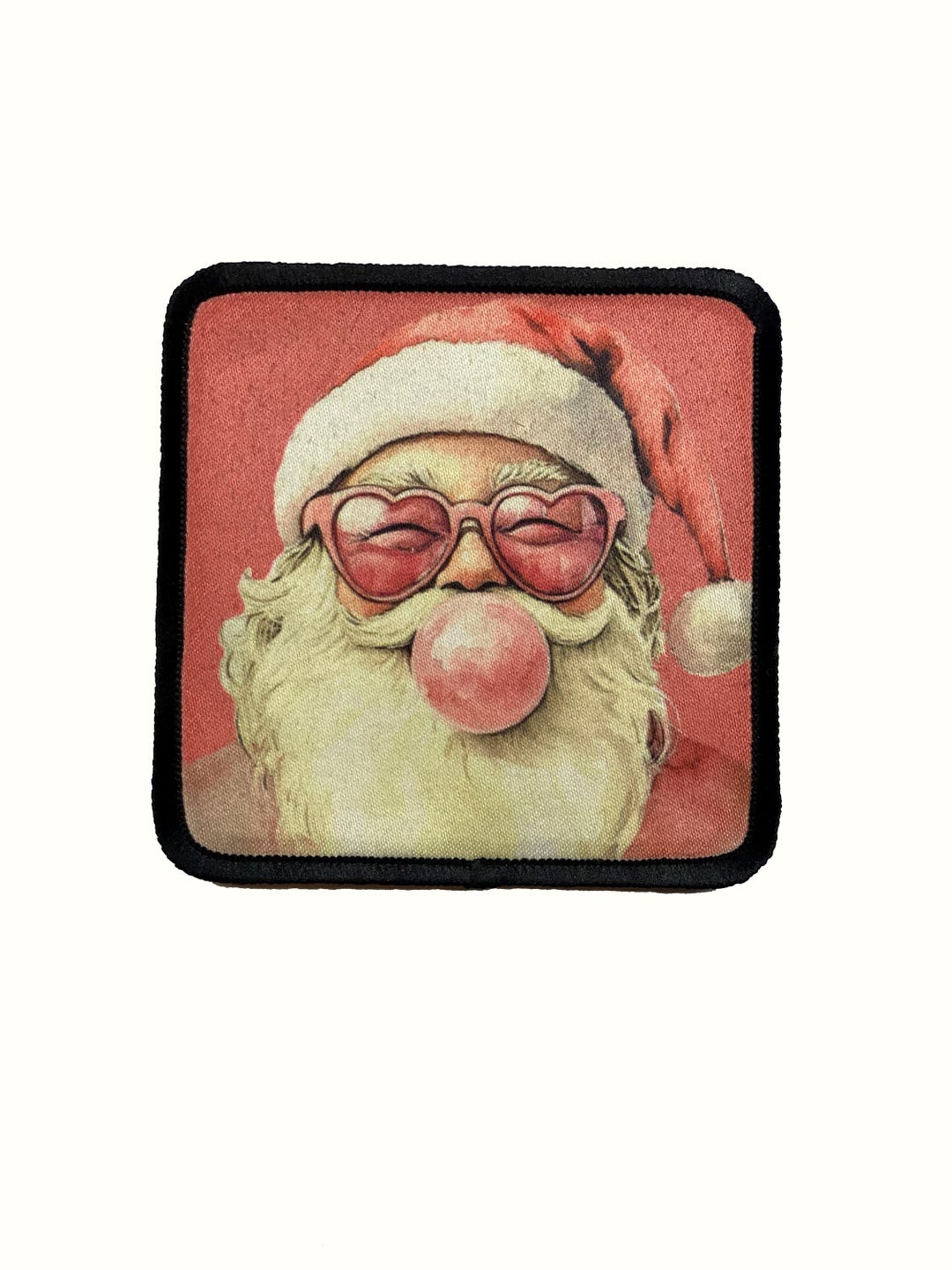 Santa Bubble Gum Sublimation Patch, Santa Iron on Patch, Pink Santa ...