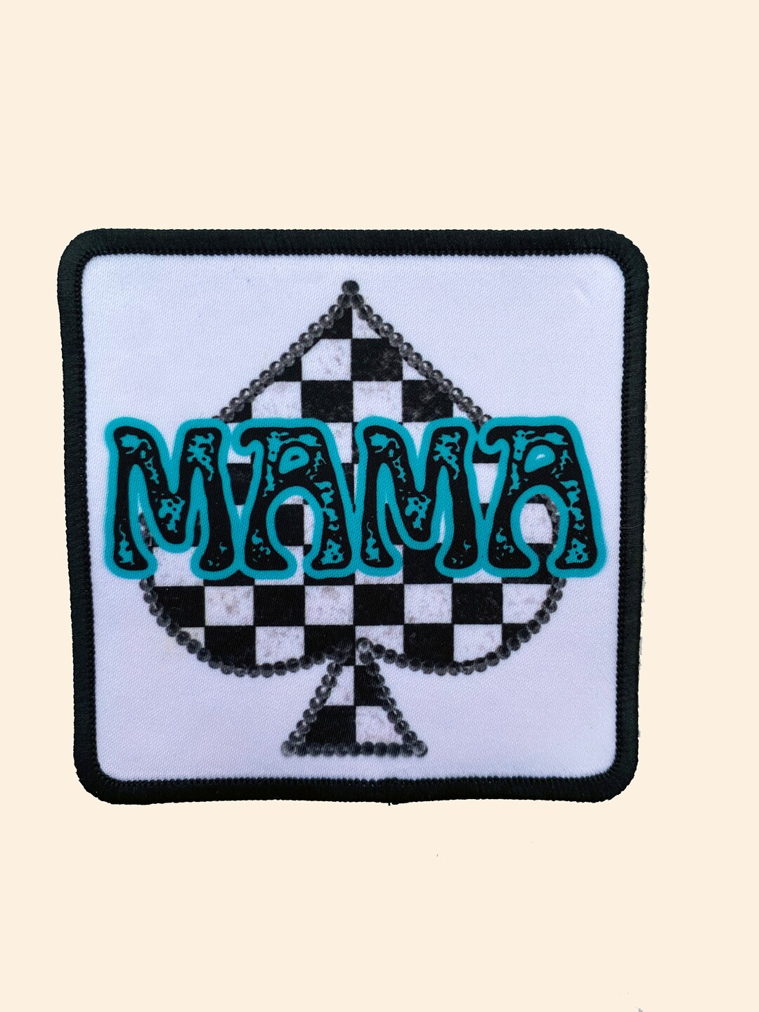 Mama Checkered Spade Iron on Patch, Trucker Hat, Trucker Hat Patch ...