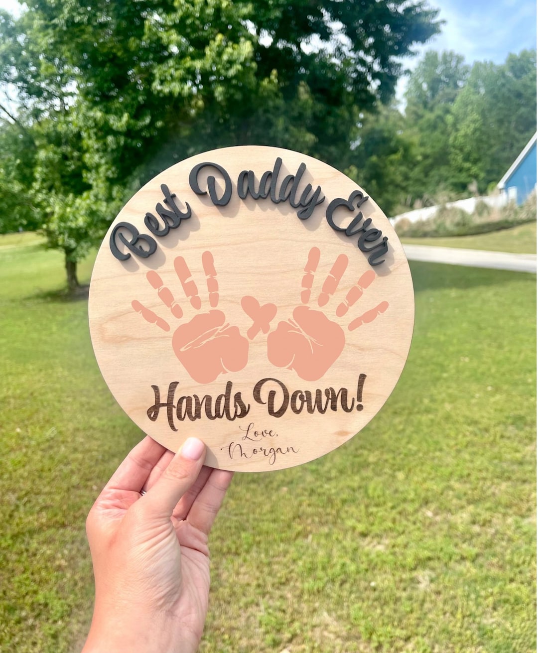 Personalized Father's Day Gift, DIY Childs Handprint Sign, Gift for Dad ...