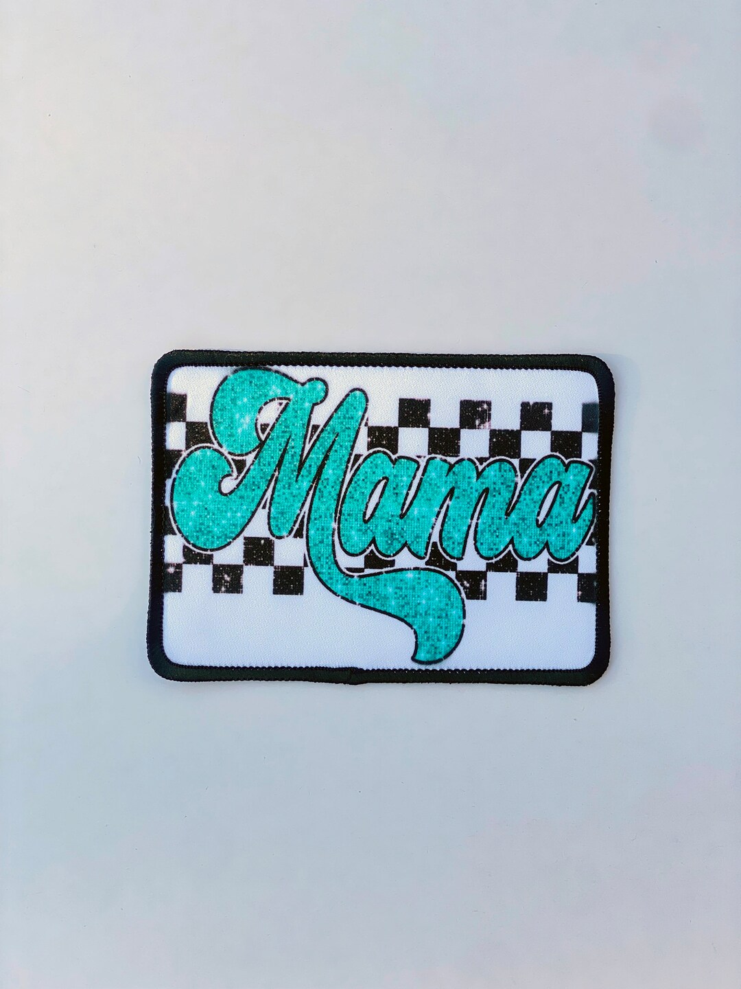 Checkered Faux Glitter Mama Patch, Trucker Hat Patches, Trucker Hat ...