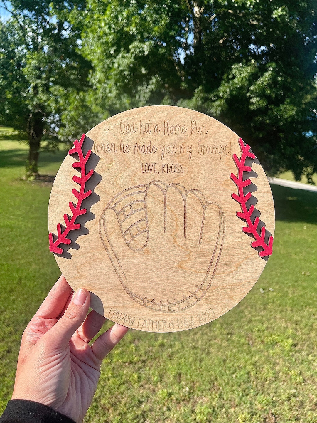 Baseball Handprint Sign, Personalized Father's Day Gift, DIY Childs ...
