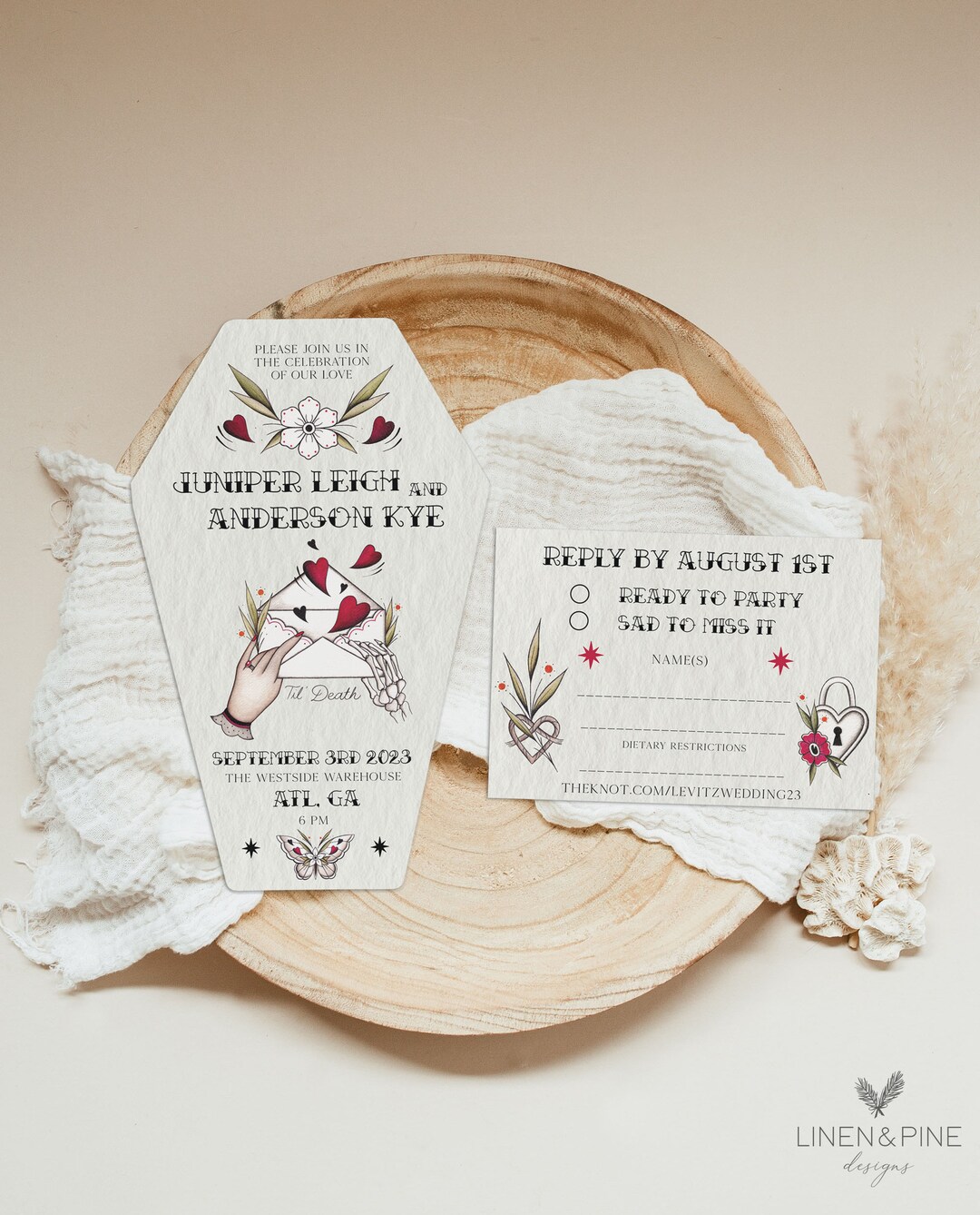 Wedding Invitations, Alternative Wedding, Til Death Wedding, Coffin ...