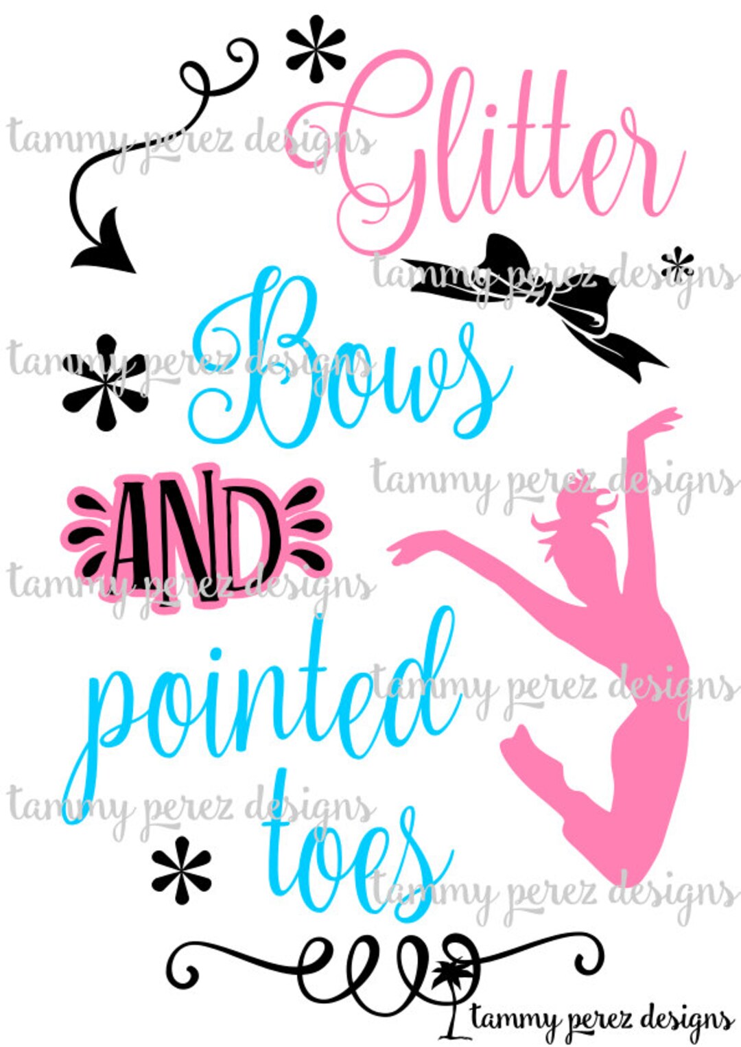 Glitter Bows and Pointed Toes Dance SVG DXF File - Digital Download for ...