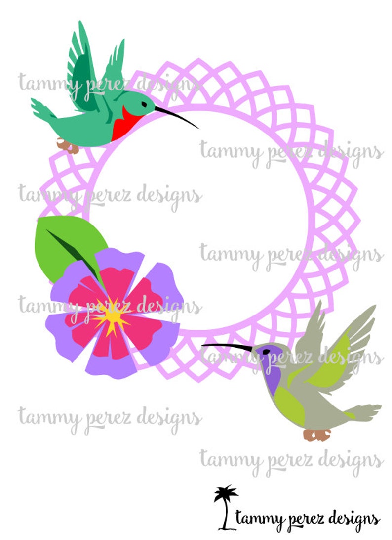 Hummingbird Monogram SVG DXF Files Digital Download for - Etsy