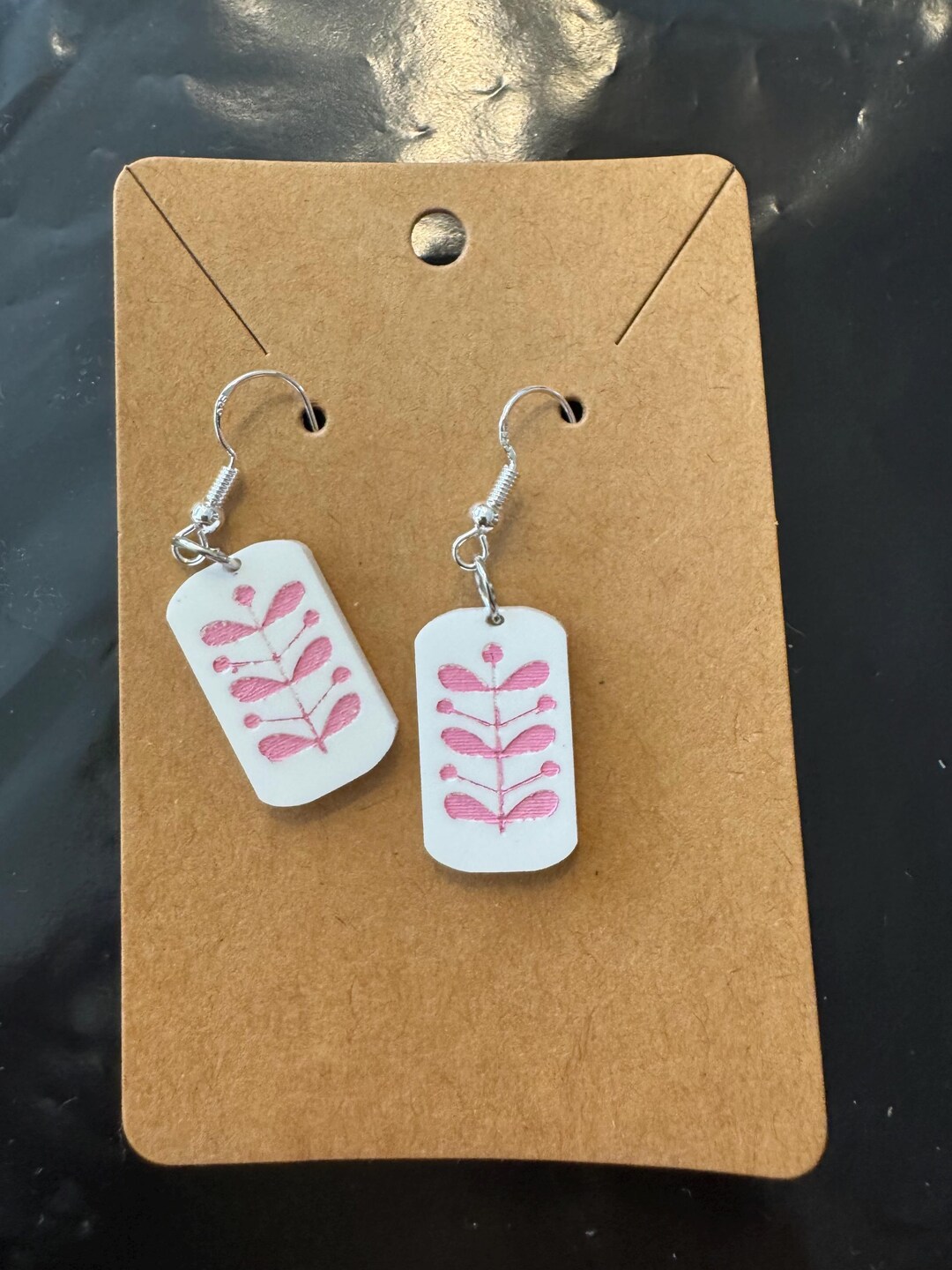 Retro Pyrex Pattern Pink and White Vintage Acrylic Earrings 925 ...