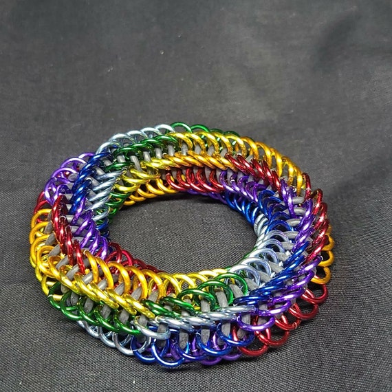 Toys Anxiety Reliever Rainbow Infinity Rose Fidget Toy Chain Maille Toy ...
