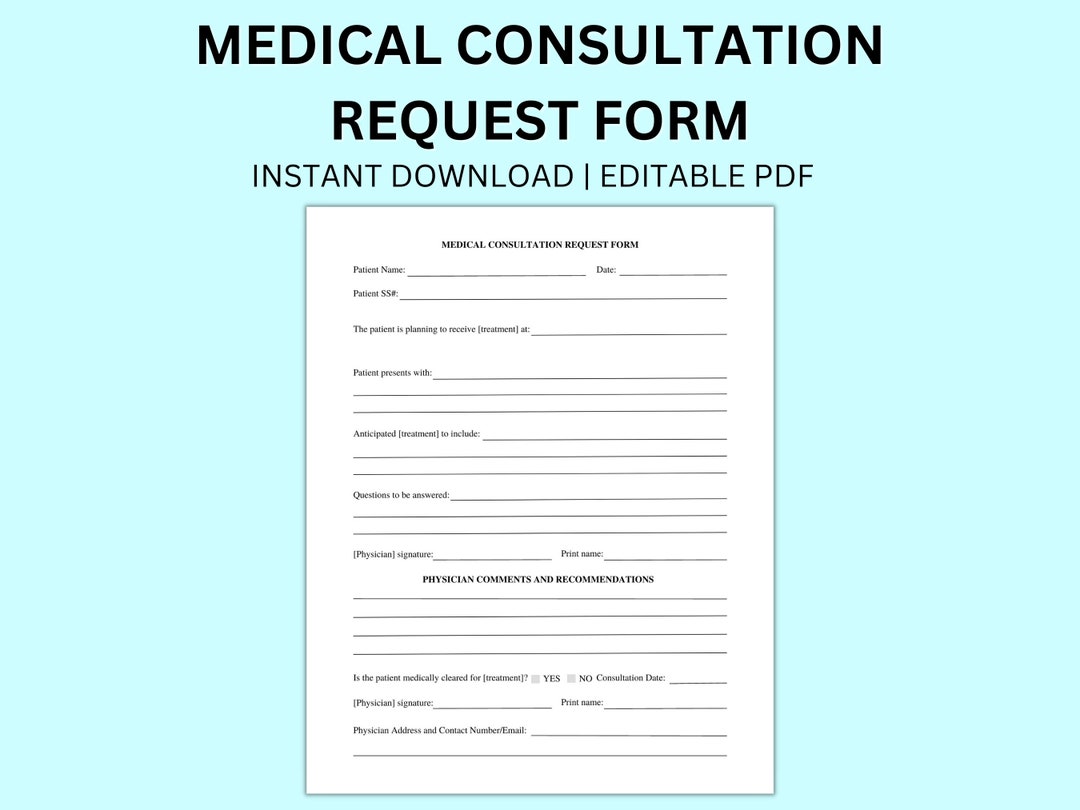 Medical Consultation Special Request Form PDF Template Doctor's Excuse ...