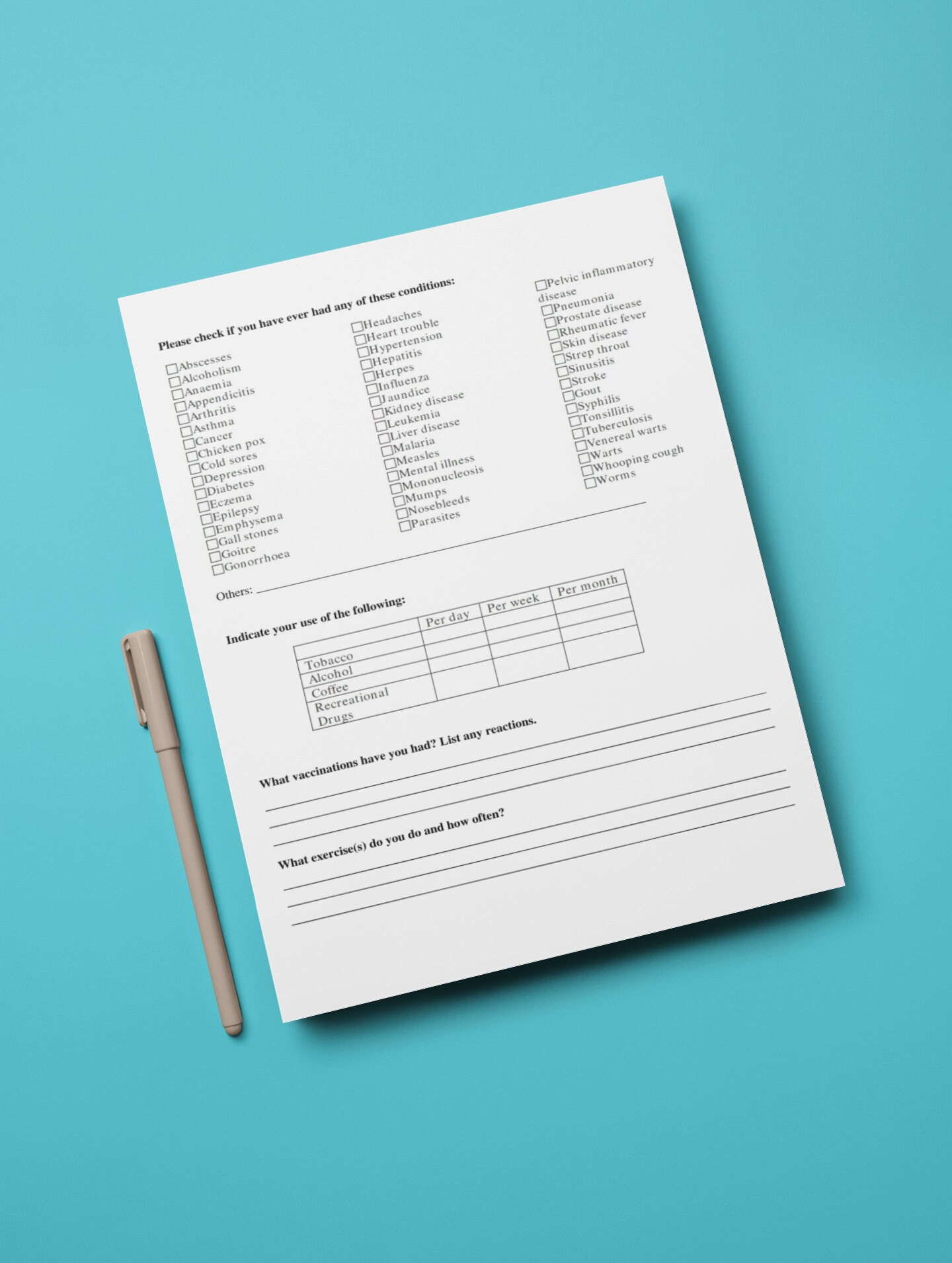 Custom Client Intake Homeopathy Form PDF Template Set of 7 Instant ...