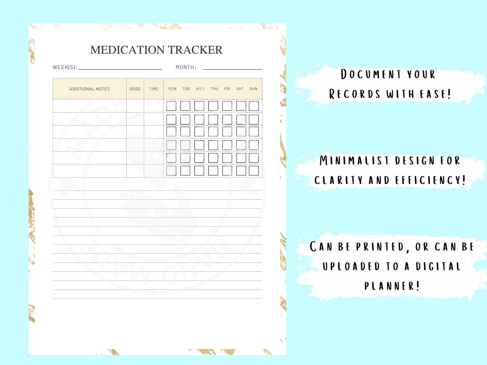 Medication Tracker Minimalist Instant PDF Download, Editable Printable ...