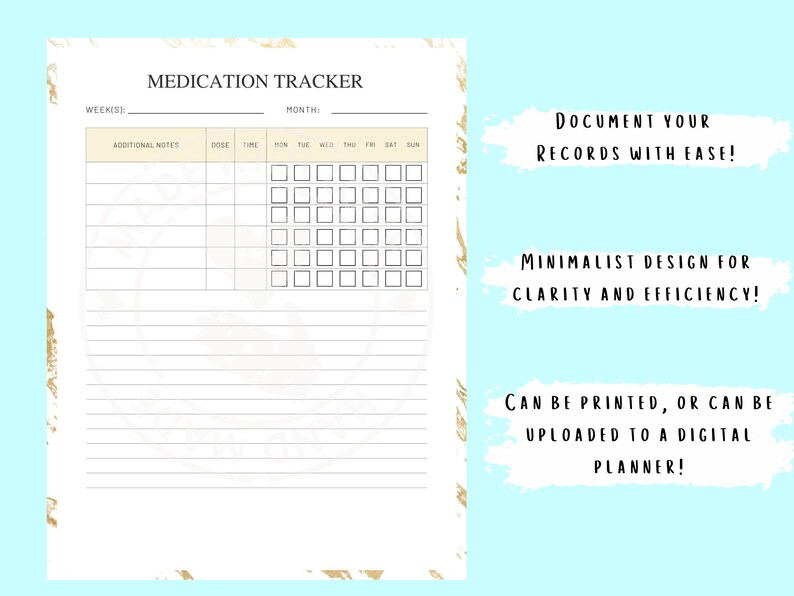 Medication Tracker Minimalist Instant PDF Download, Editable Printable ...