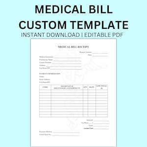 Custom Doctor's Medical Bill Receipt Invoice PDF Template, Doctor's ...