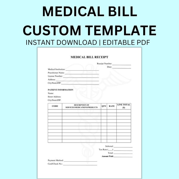 Medical Invoice Pdf Template - Etsy