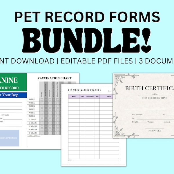 Cat Vaccination Record Template - Etsy