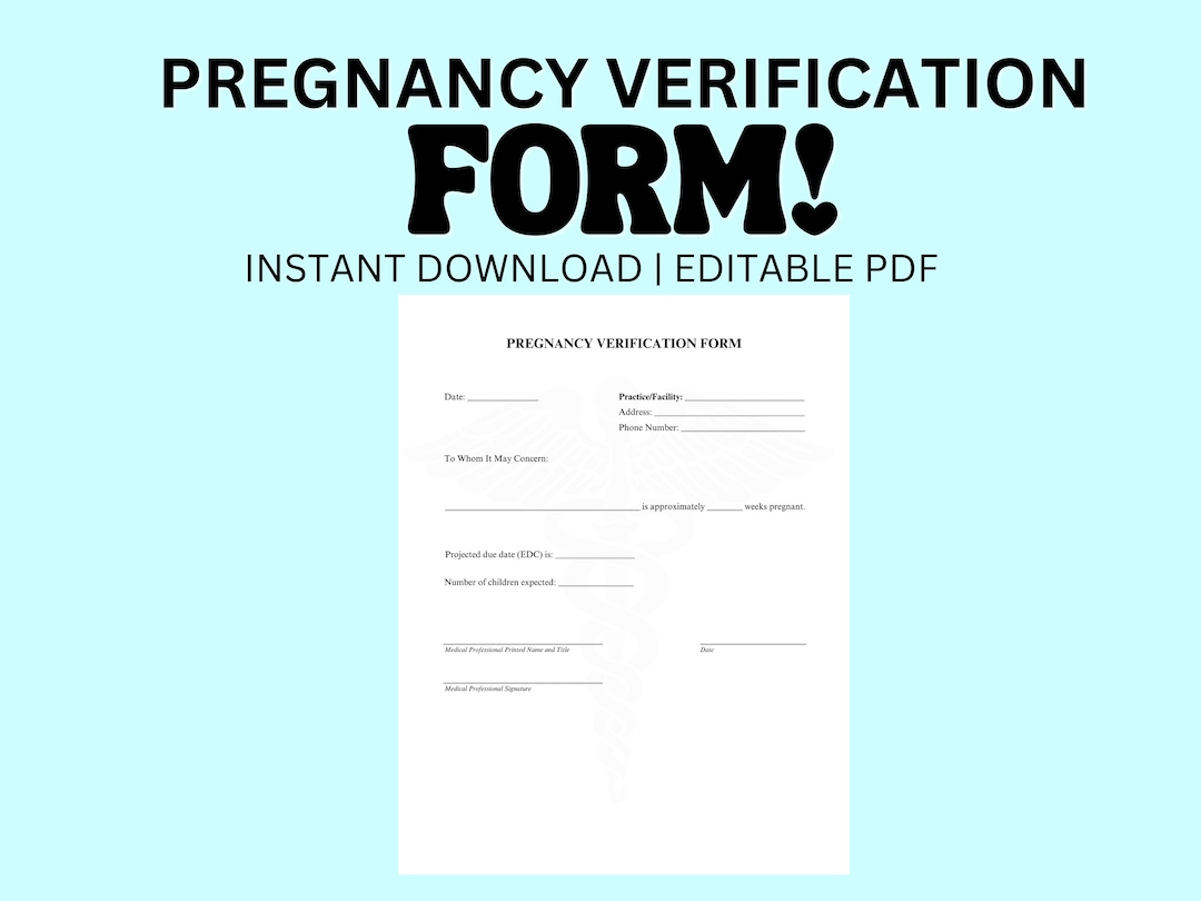Pregnancy Verification Form Pdf Template Hr Office Form Proof Of