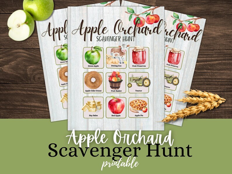 Scavenger Hunt Kids Printable PDF Sheet for Trail Hiking Apple Orchard ...