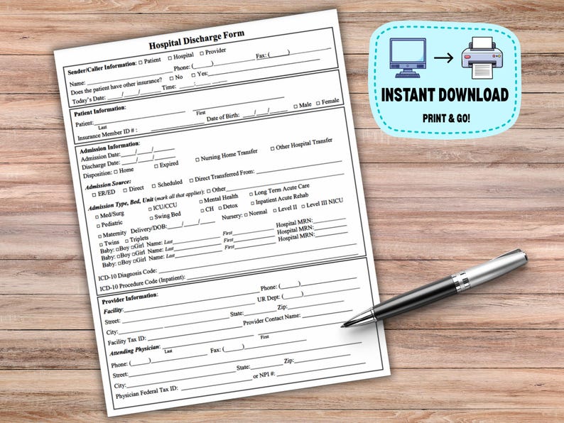 Hospital Discharge Form Doctors Note PDF Template Medical Admin Offices ...