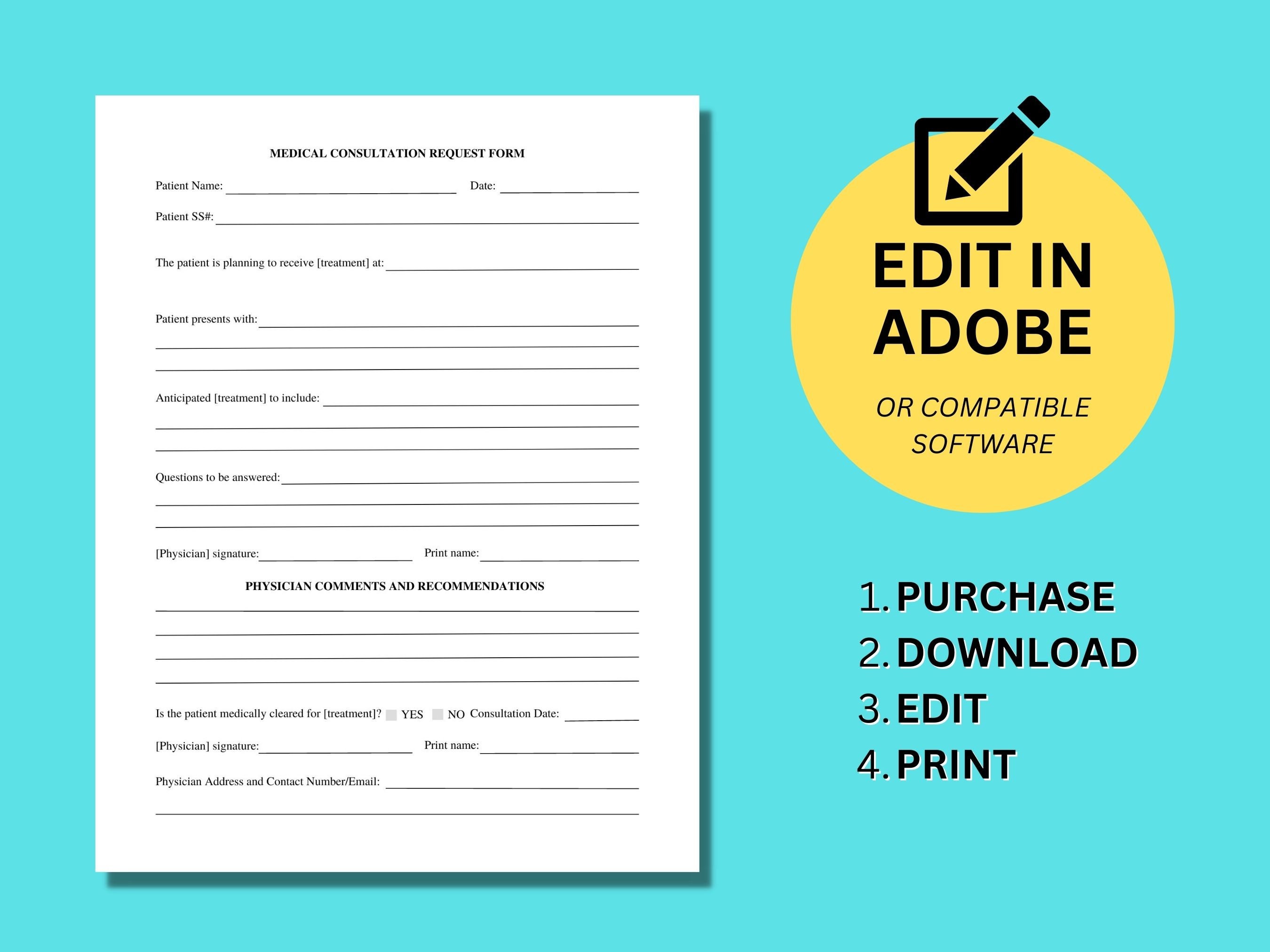 Medical Consultation Special Request Form PDF Template Doctor's Excuse ...