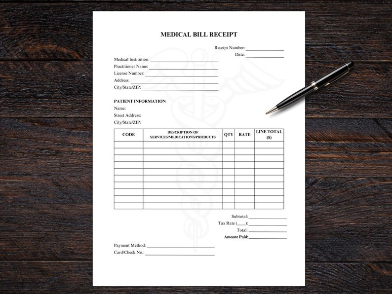 Custom Doctor's Medical Bill Receipt Invoice PDF Template, Doctor's ...